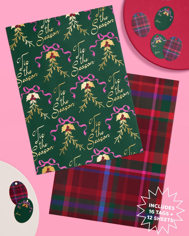 Xo, Fetti Tis the Season Wrapping Paper + Tag Set 12 Sheets Christmas ...