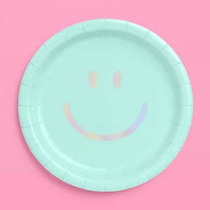 Smiley Paper Plates - 24 Pk, 9" | Happy Pastel Birthday Party ...