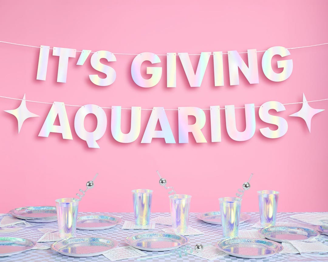 Xo, Fetti It's Giving Aquarius Banner - Iridescent Foil | 5 Ft ...