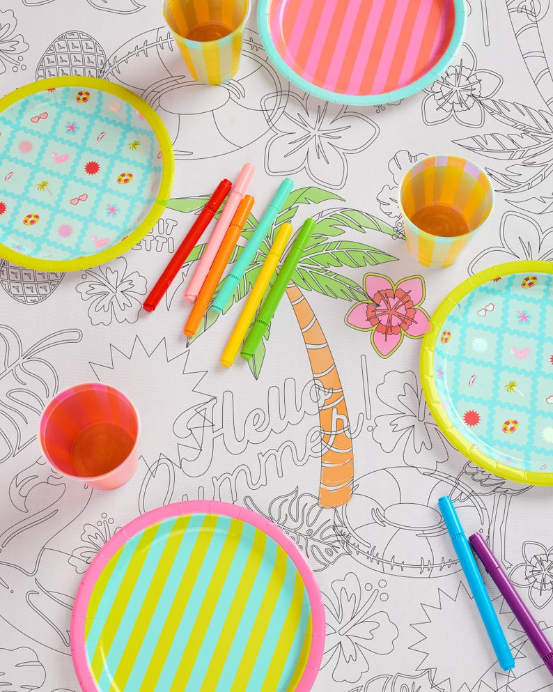 Xo, Fetti Pool Party Paper Coloring Tablecloth - 9' X 4.5' | Summer ...
