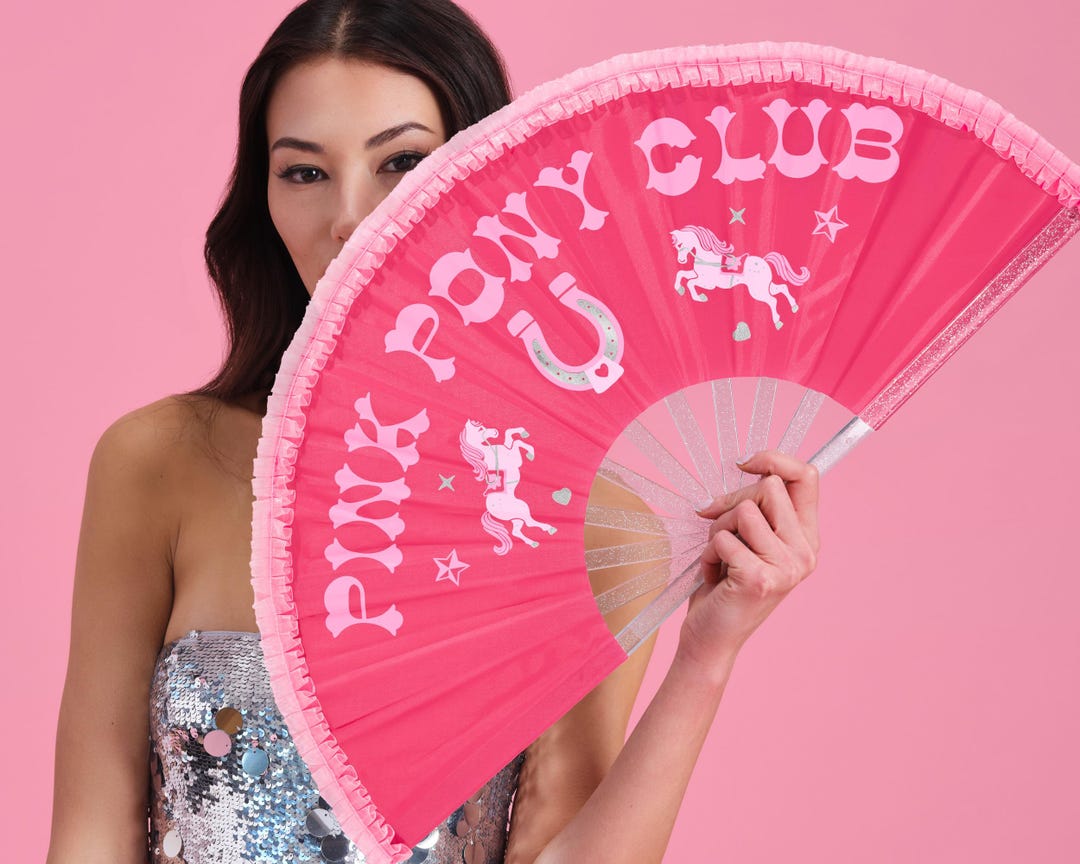 Xo, Fetti Pink Pony Club Folding Fan | Bachelorette Hand Fan, Birthday ...