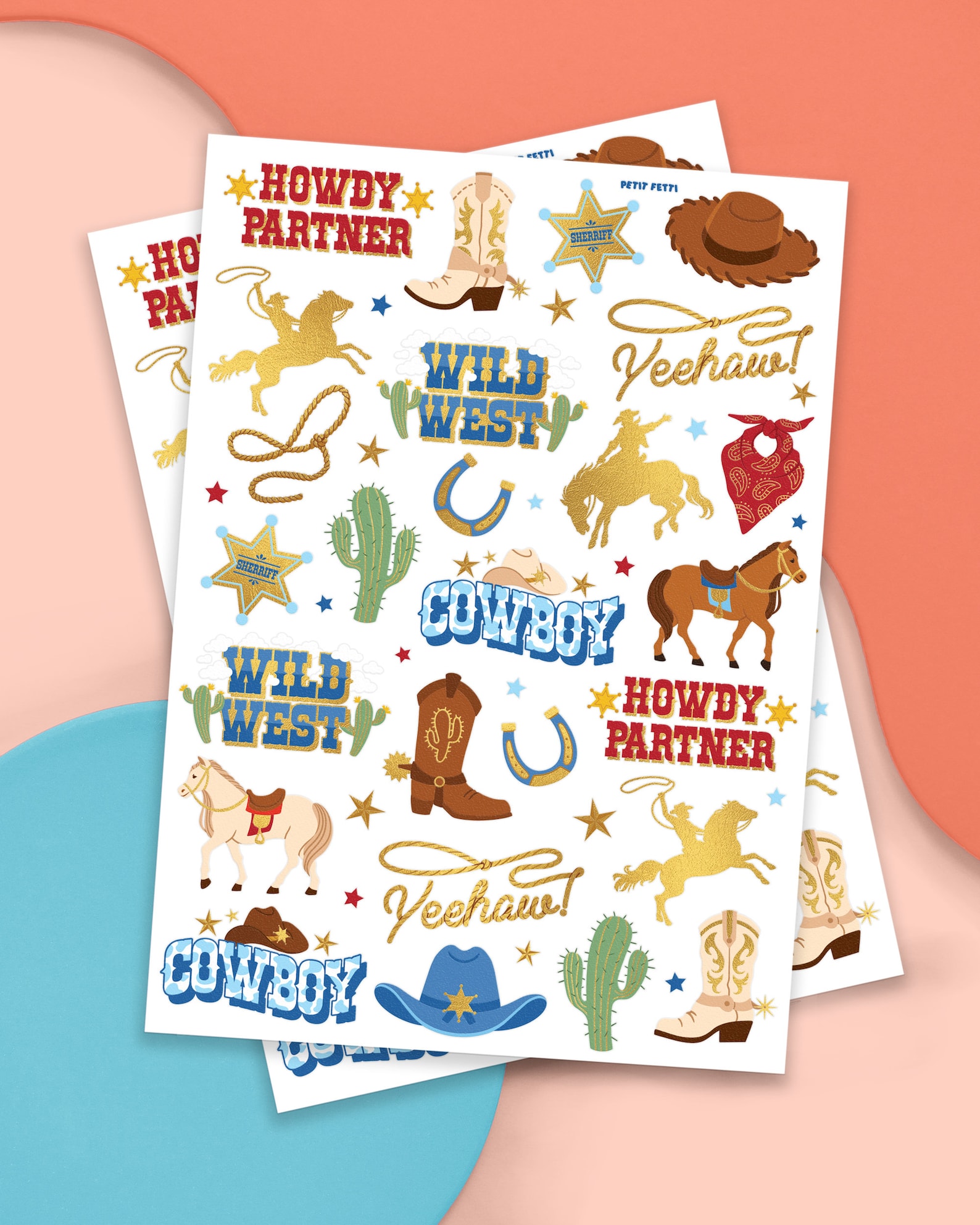 Xo, Fetti Cowboy Temporary Tattoos for Kids- 52 Foil Styles | Rodeo ...