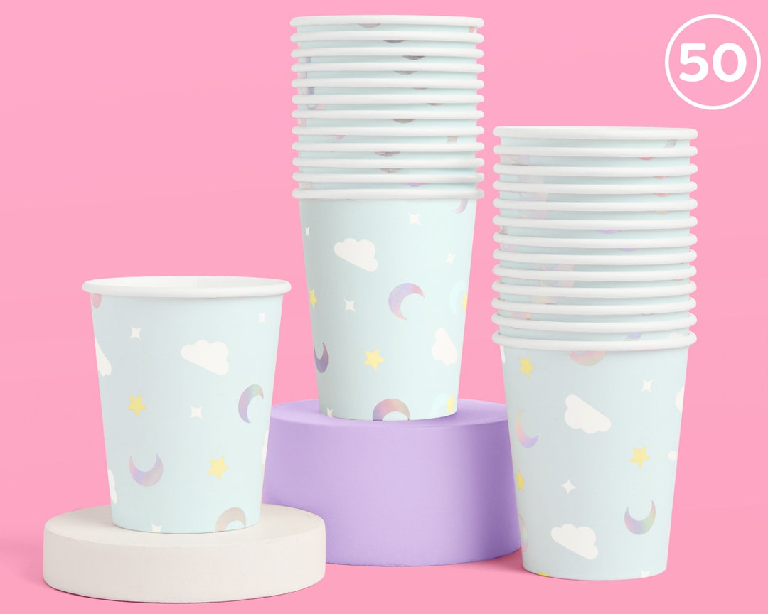 Xo, Fetti Over the Moon Blue Paper Cups - 50 Disposable 9 Oz Cups ...