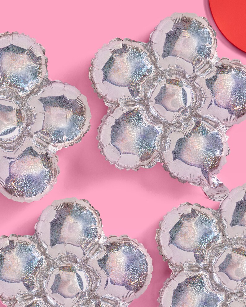 Xo Fetti Iridescent Flower Foil Balloon Pack 4 Pack - Etsy