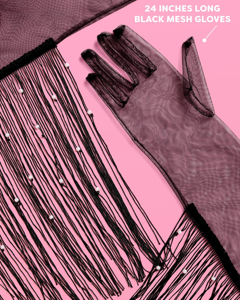 Xo, Fetti Black Mesh Fringe + Pearl Gloves | Rave Bachelorette Outfit ...
