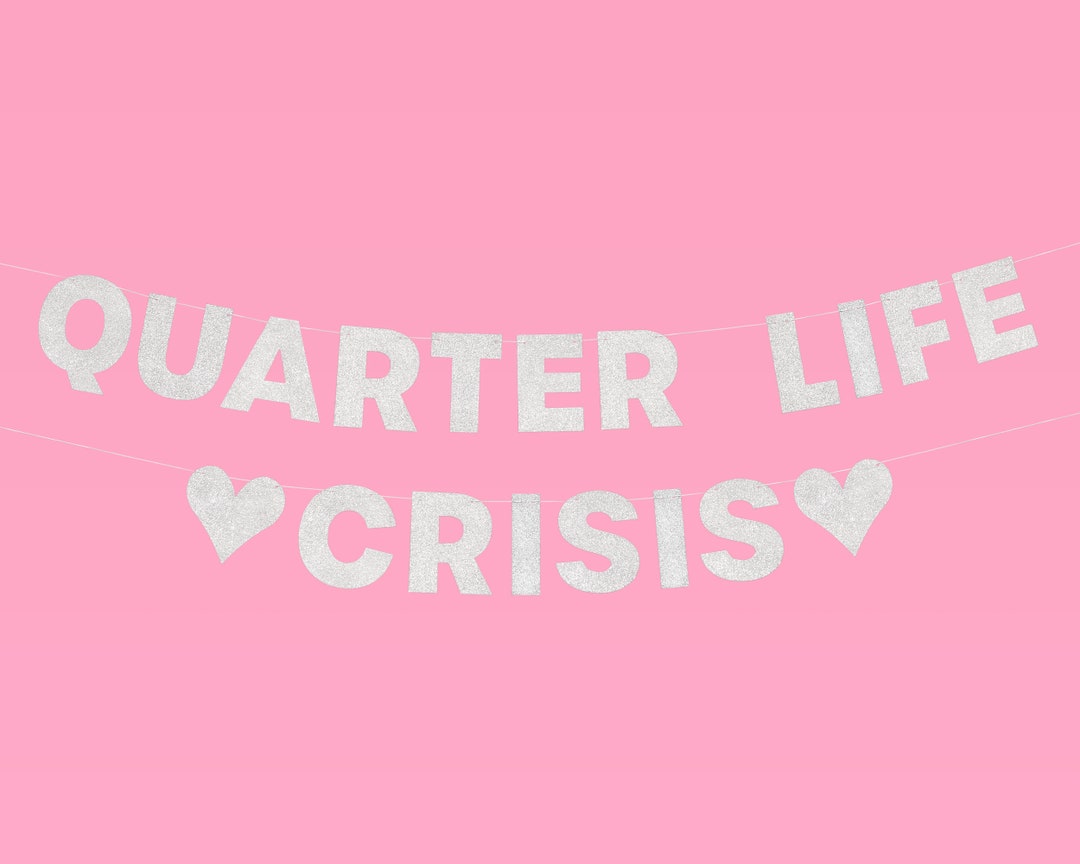 Xo Fetti Quarter Life Crisis Banner Silver Glitter 4 Ft. - Etsy