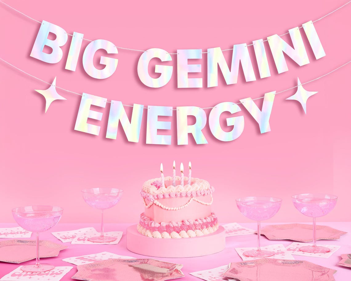 Xo, Fetti Big Gemini Energy Birthday Party Iridescent Foil Banner - 5 ...
