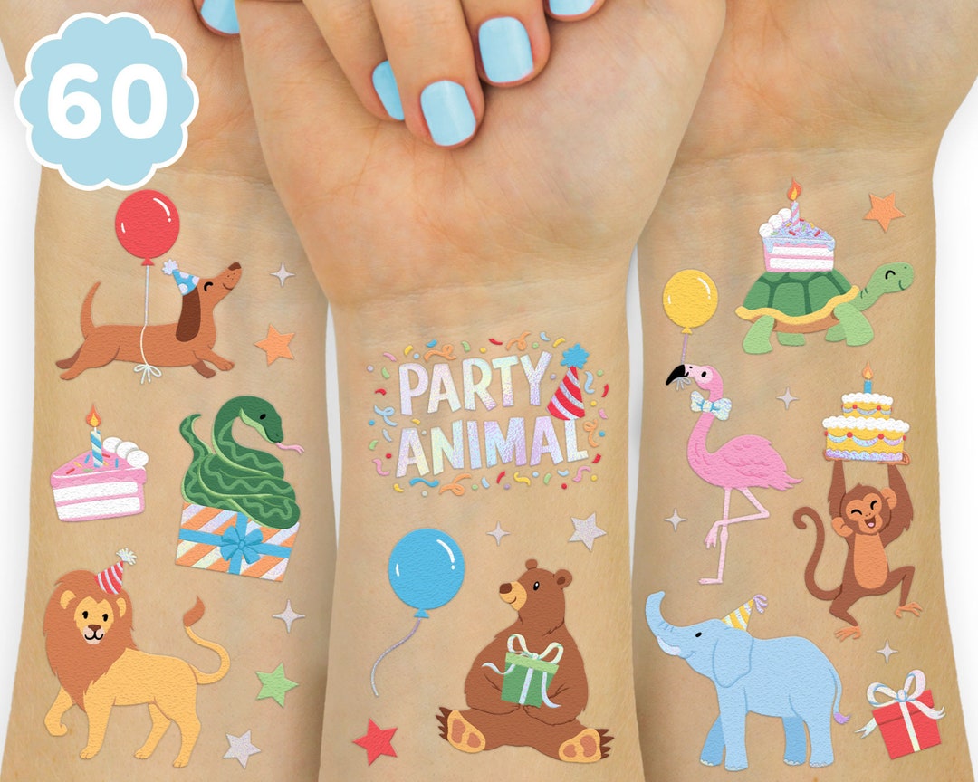 Xo, Fetti Party Animal Birthday Party Temporary Tattoos - 60 Foil ...