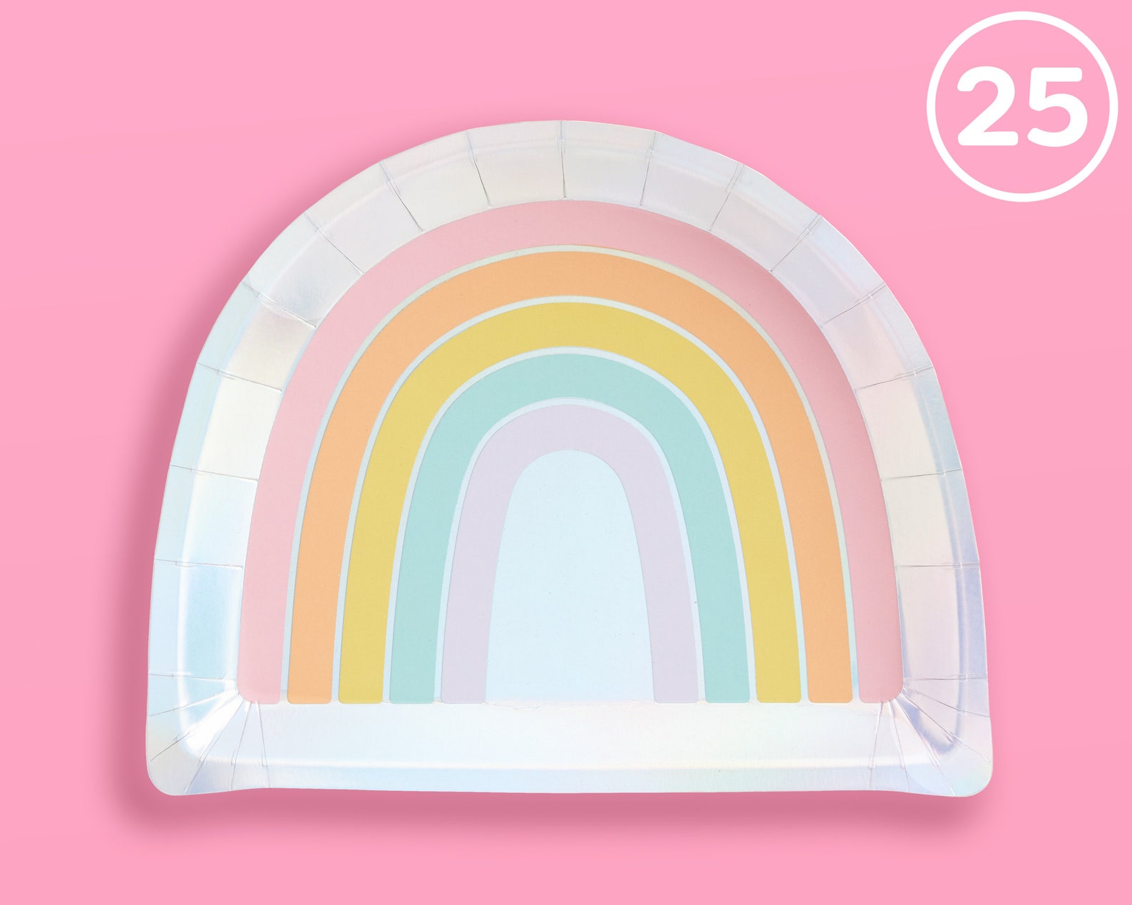 Rainbow Paper Plates 25 Pk 9 Happy Pastel Birthday - Etsy
