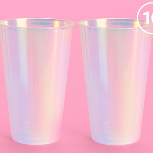 Xo, Fetti Party Decorations Iridescent Plastic Cups 16 Disposable 16 Oz ...
