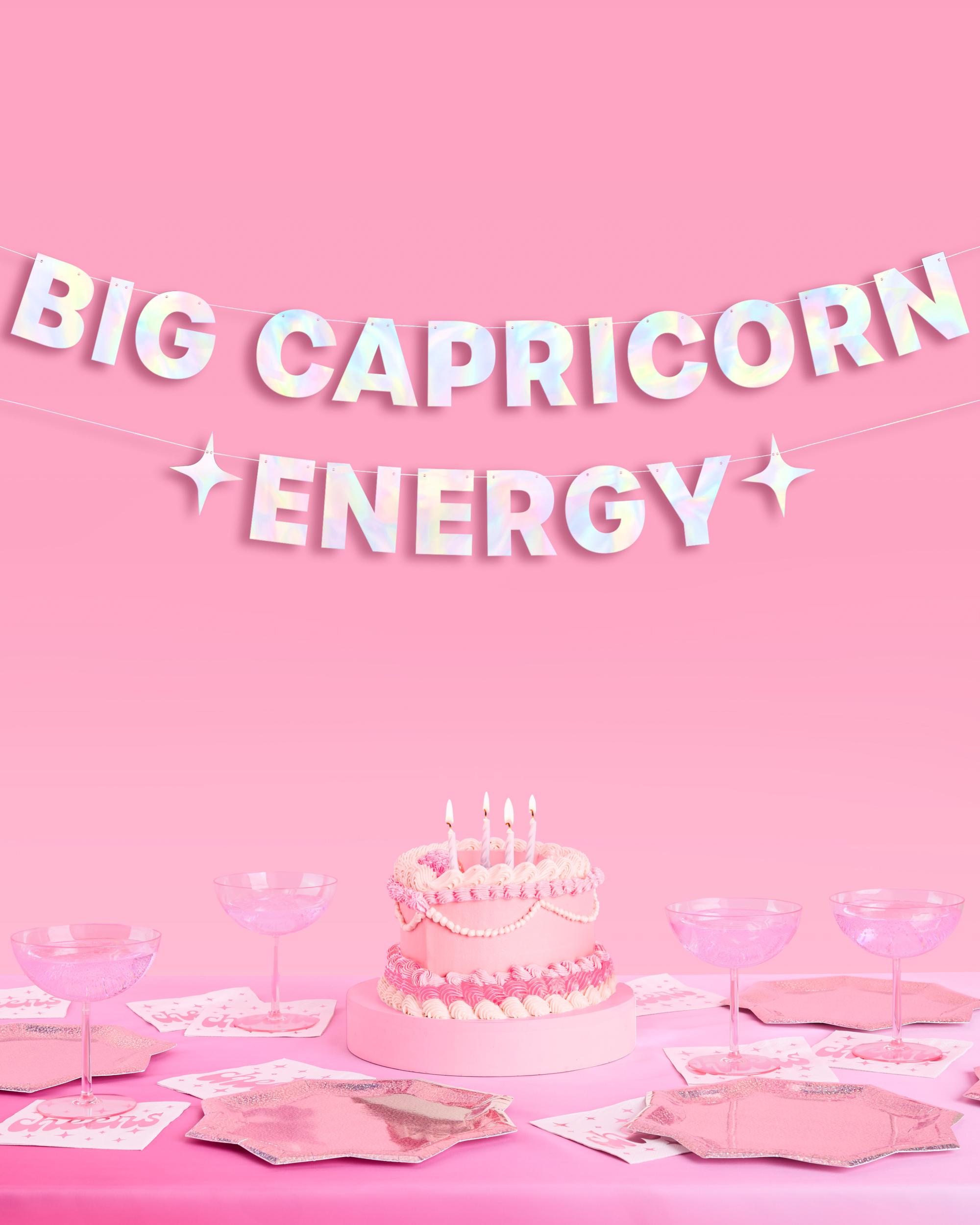 Xo, Fetti Big Capricorn Energy Birthday Party Iridescent Foil Banner ...
