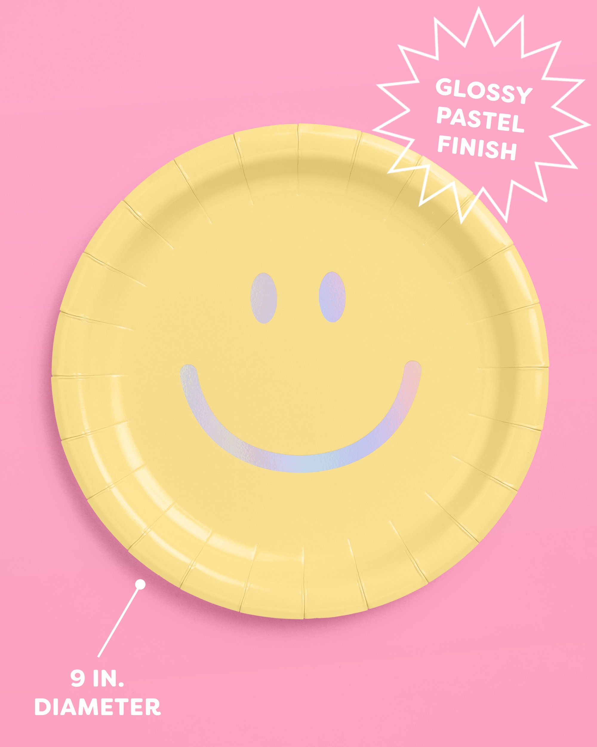 Smiley Paper Plates 24 Pk 9 Happy Pastel Birthday - Etsy