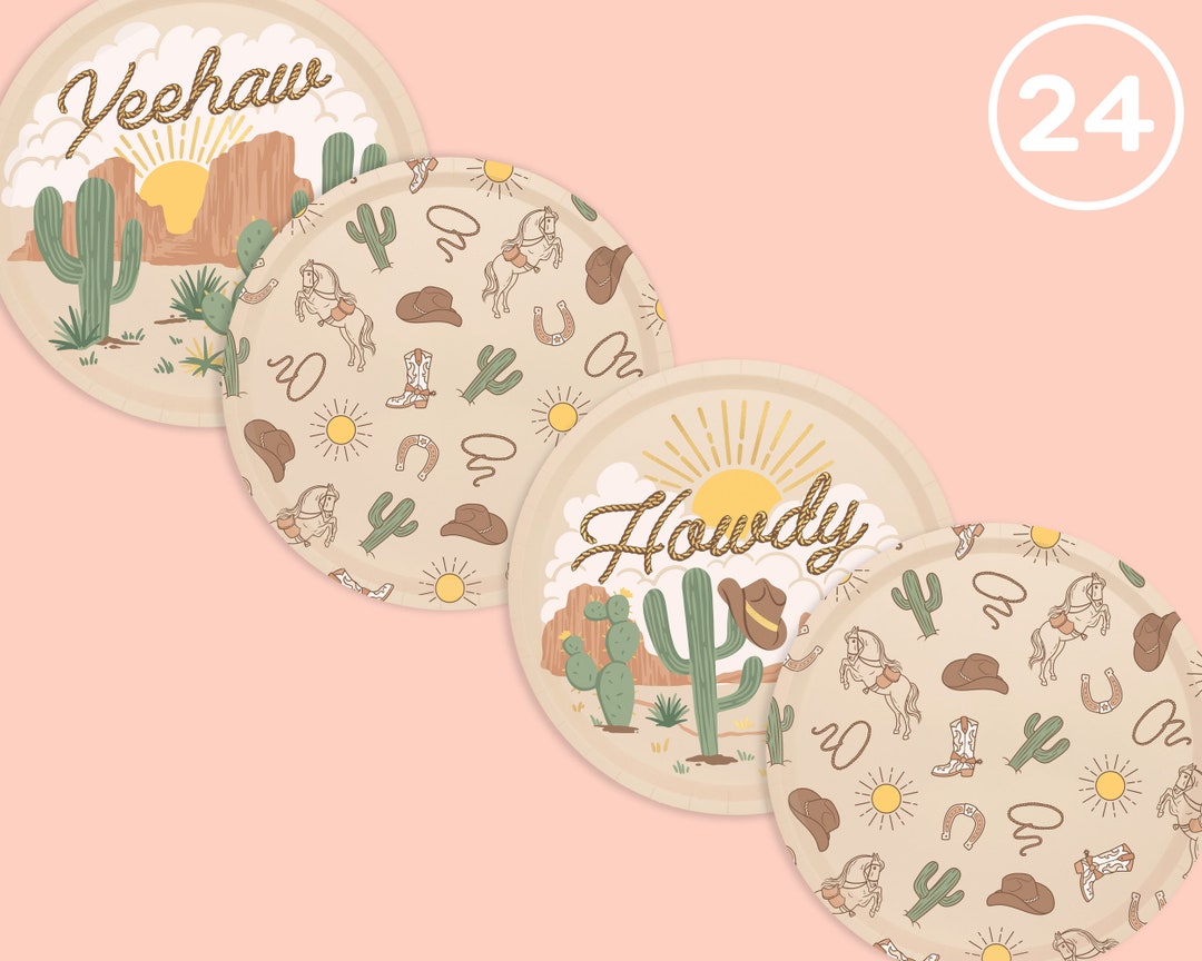 Xo, Fetti Western Rodeo Paper Plates - 24 Pk, 9" | Cowboy Birthday ...