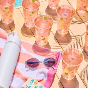 Xo, Fetti Pink Tropical Vacation Plastic Cups | 16 Pcs 17 Oz ...