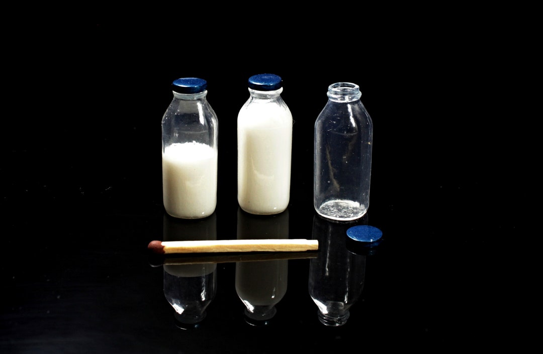 Realistic Miniature Milk Bottle for Dollhouse, Bar, Breakfast. A Cute ...