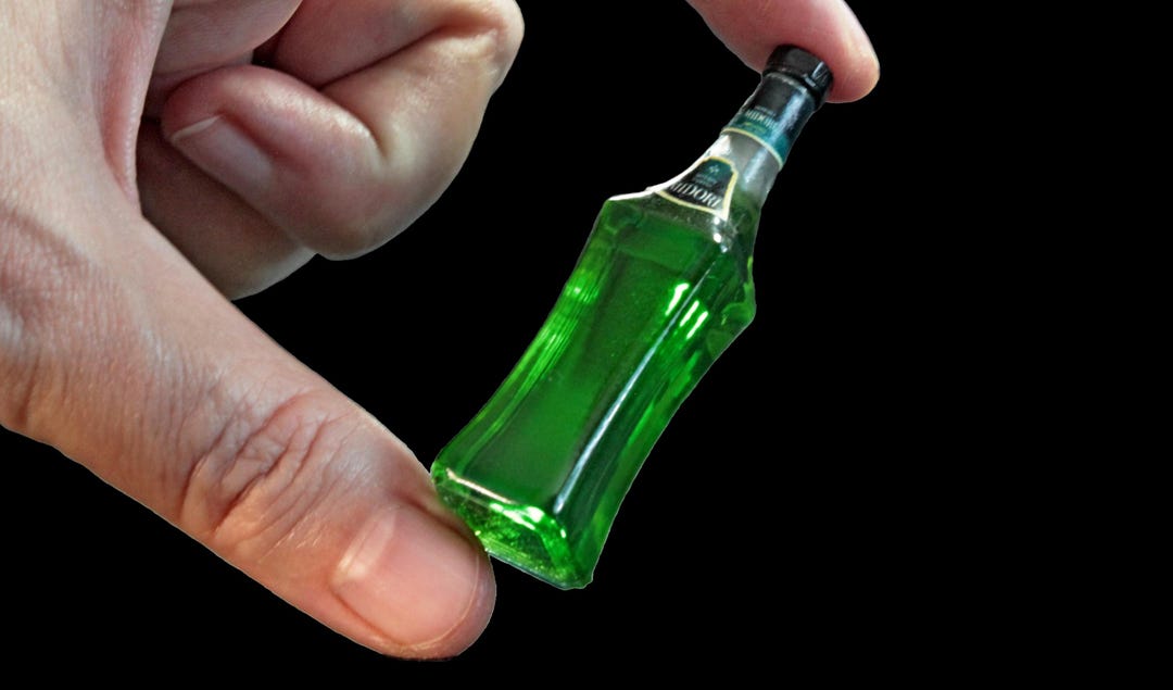 Realistic Miniature Bottle of Emerald Liqueur in Different Scales for ...