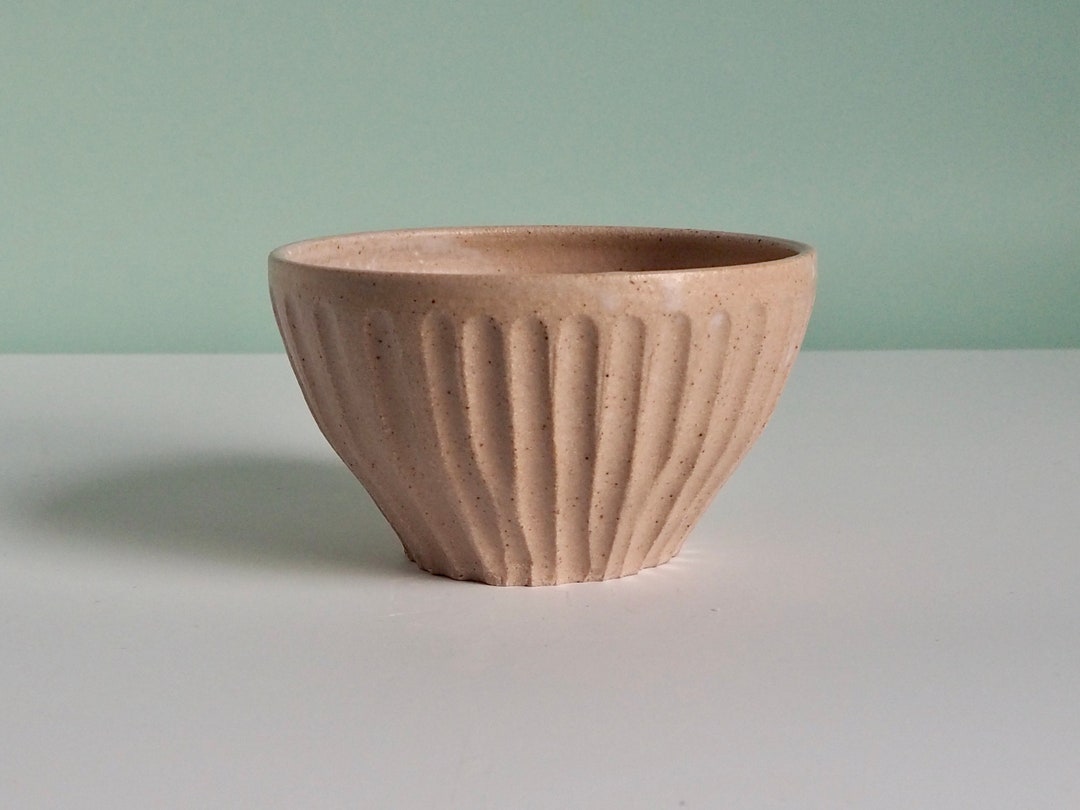 Pink Stoneware Fluted Breakfast Bowls - Etsy