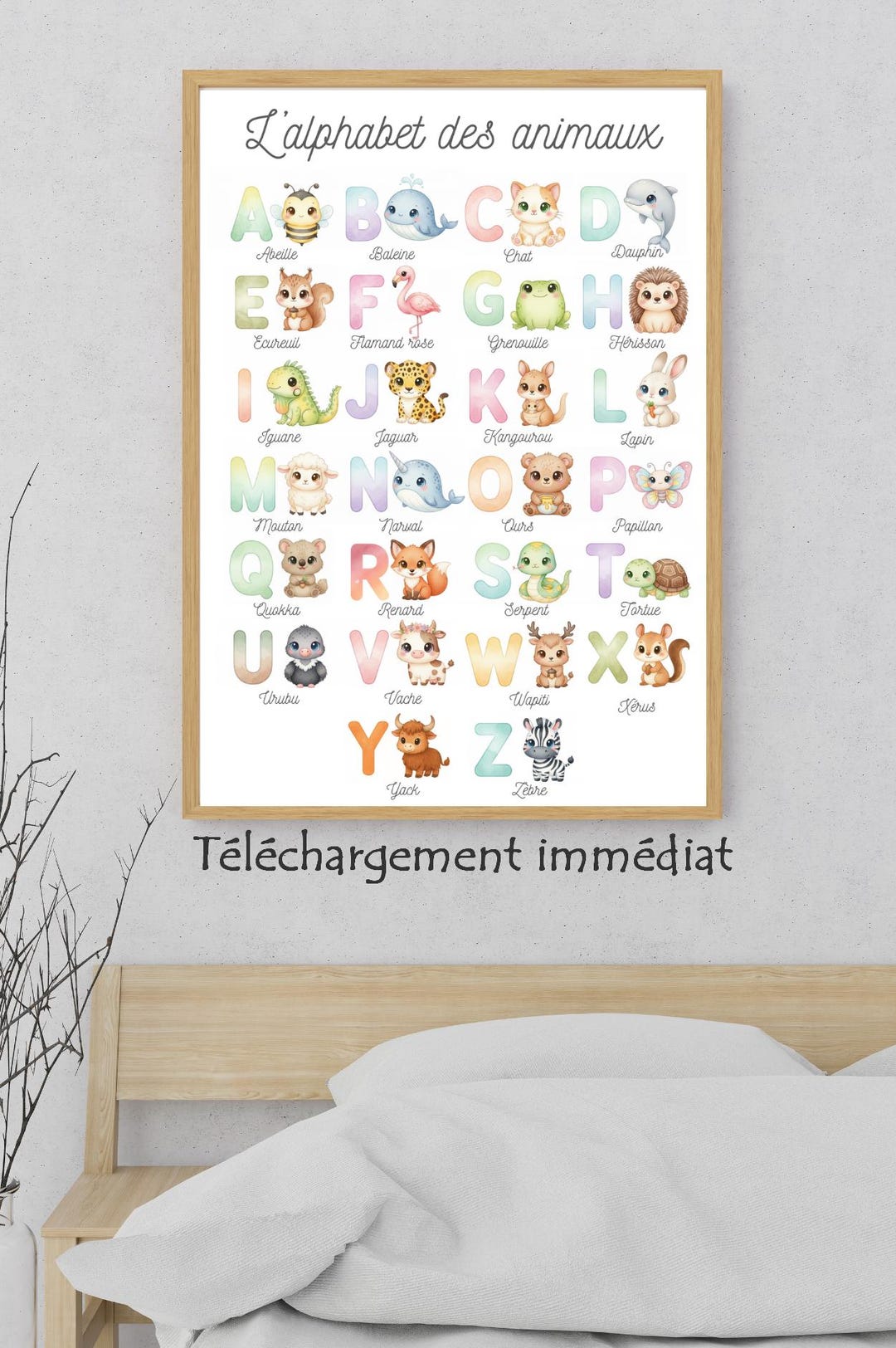 Animal Alphabet Poster – French Educational Poster for Children's Room ...