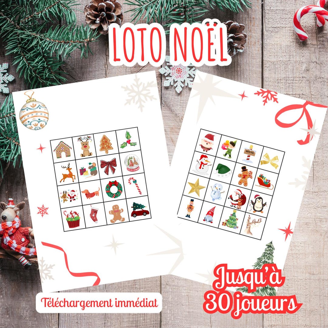 Christmas Lotto to Print, 30 Different Lotto Cards, French to Print - Etsy
