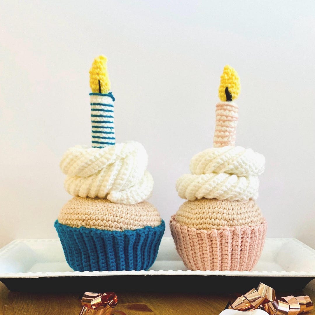 Crochet Birthday Cupcake: Personalized Party Decor Keepsake in Gift Bag ...