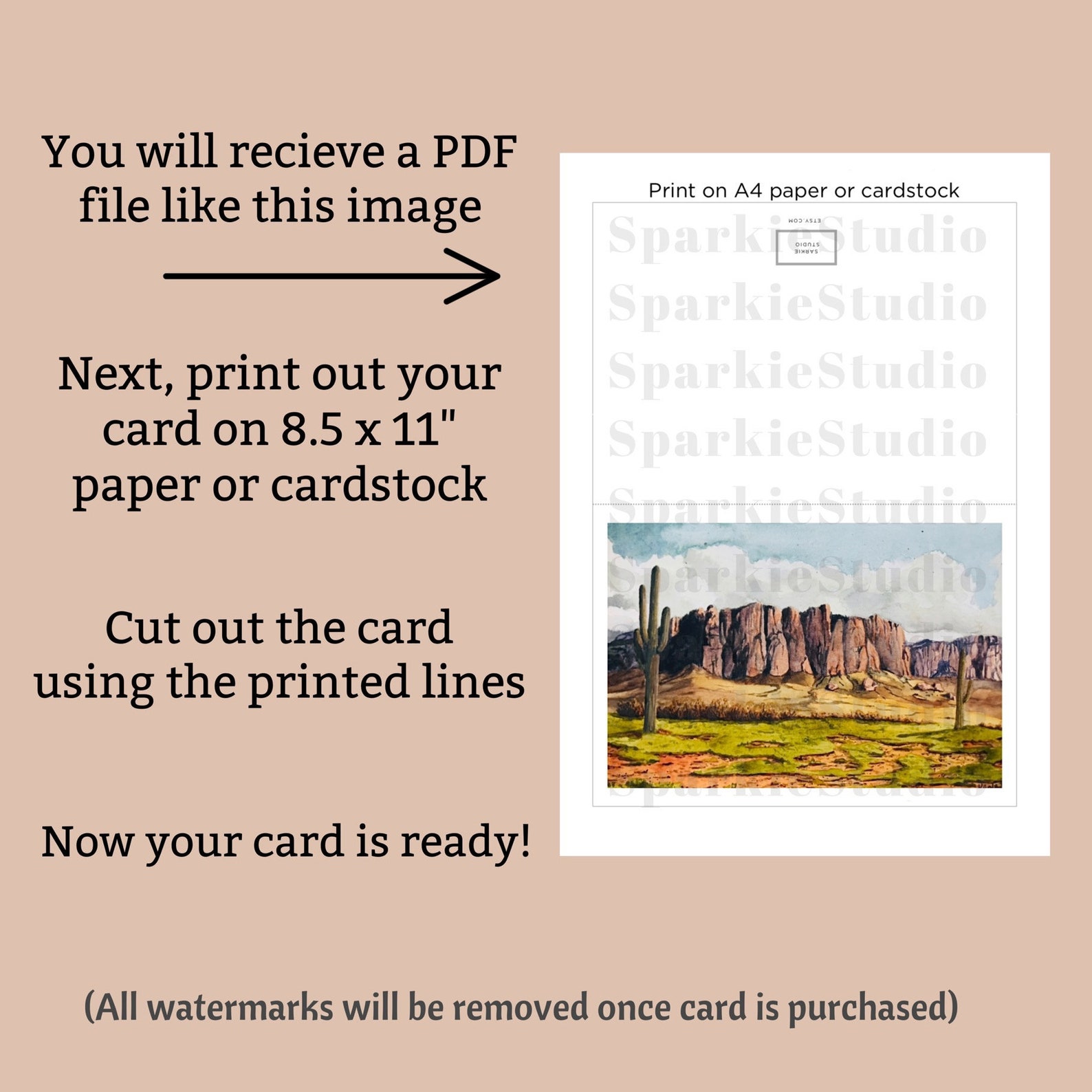 Western Scene Card Printable, Birthday Card, Printable Card, Fathers ...
