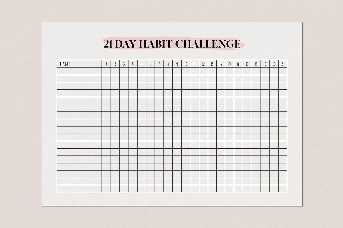 21 Day Challenge Habit Tracker Printable Printable Health - Etsy