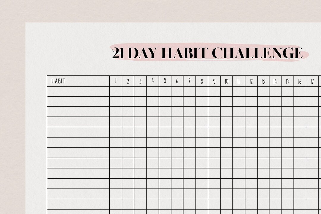 21 Day Challenge Habit Tracker Printable Printable Health - Etsy