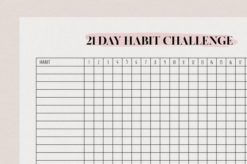 21 Day Challenge Habit Tracker Printable Printable Health - Etsy