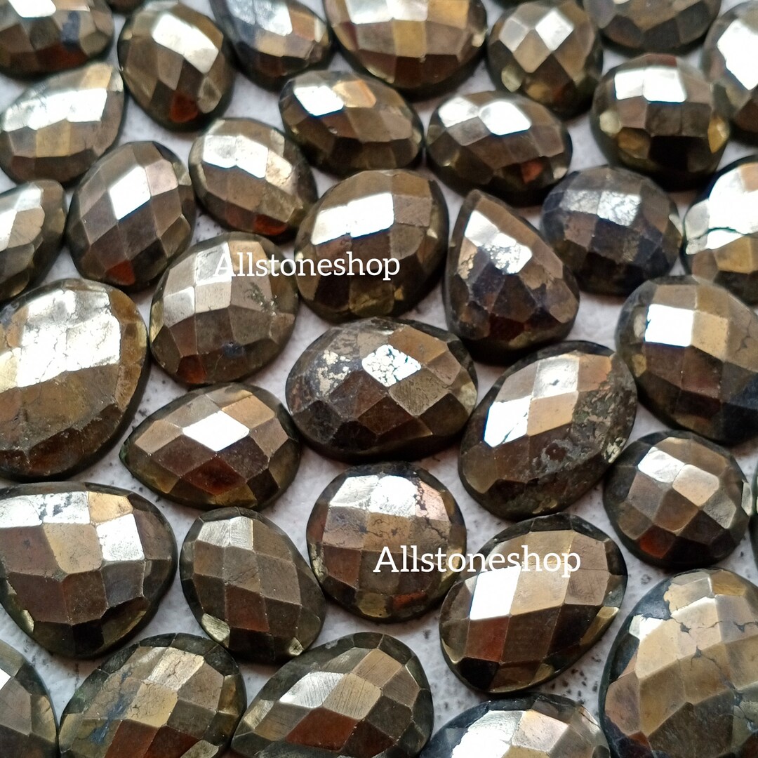 Hand Cut Pyrite Gemstone - Checker Cut Stone, Healing Crystal - Etsy