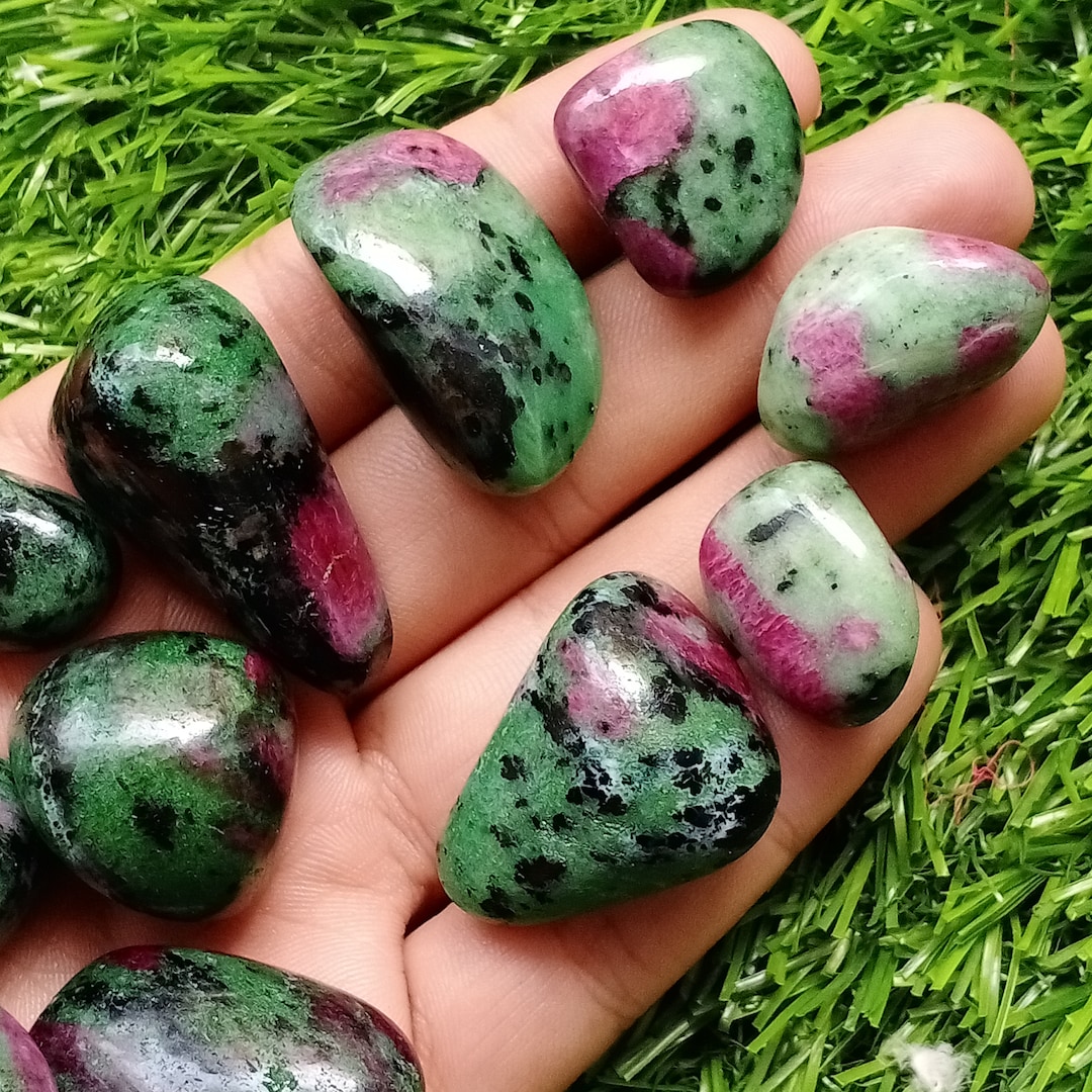 Ruby Zoisite - Tumbled- Ruby in Zoisite - Anyolite - Ruby Zoisite Stones - Healing Crystals and ...