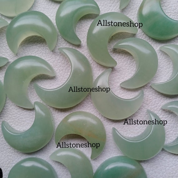 Green Jade Moon Moon Shape Natural Jade Green Onyx | Etsy