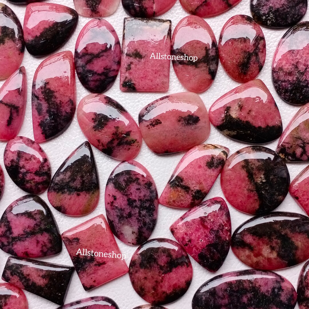 Rhodonite Gemstone, Pink Rhodonite, Rhodonite Cabochons, Rhodonite ...