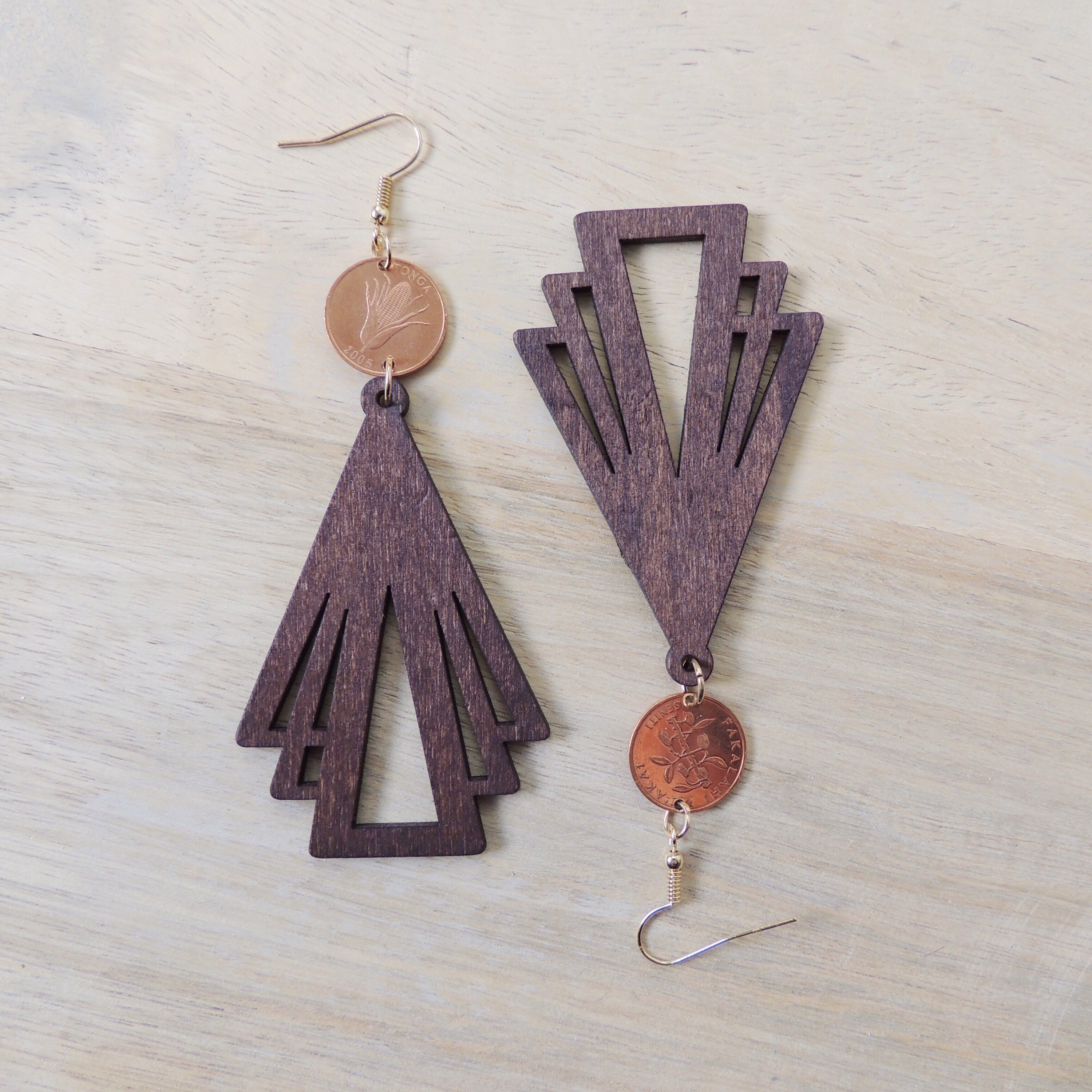 Handmade oliana Earrings Samoan, Tongan, PNG, Fijian Dangles Wood ...