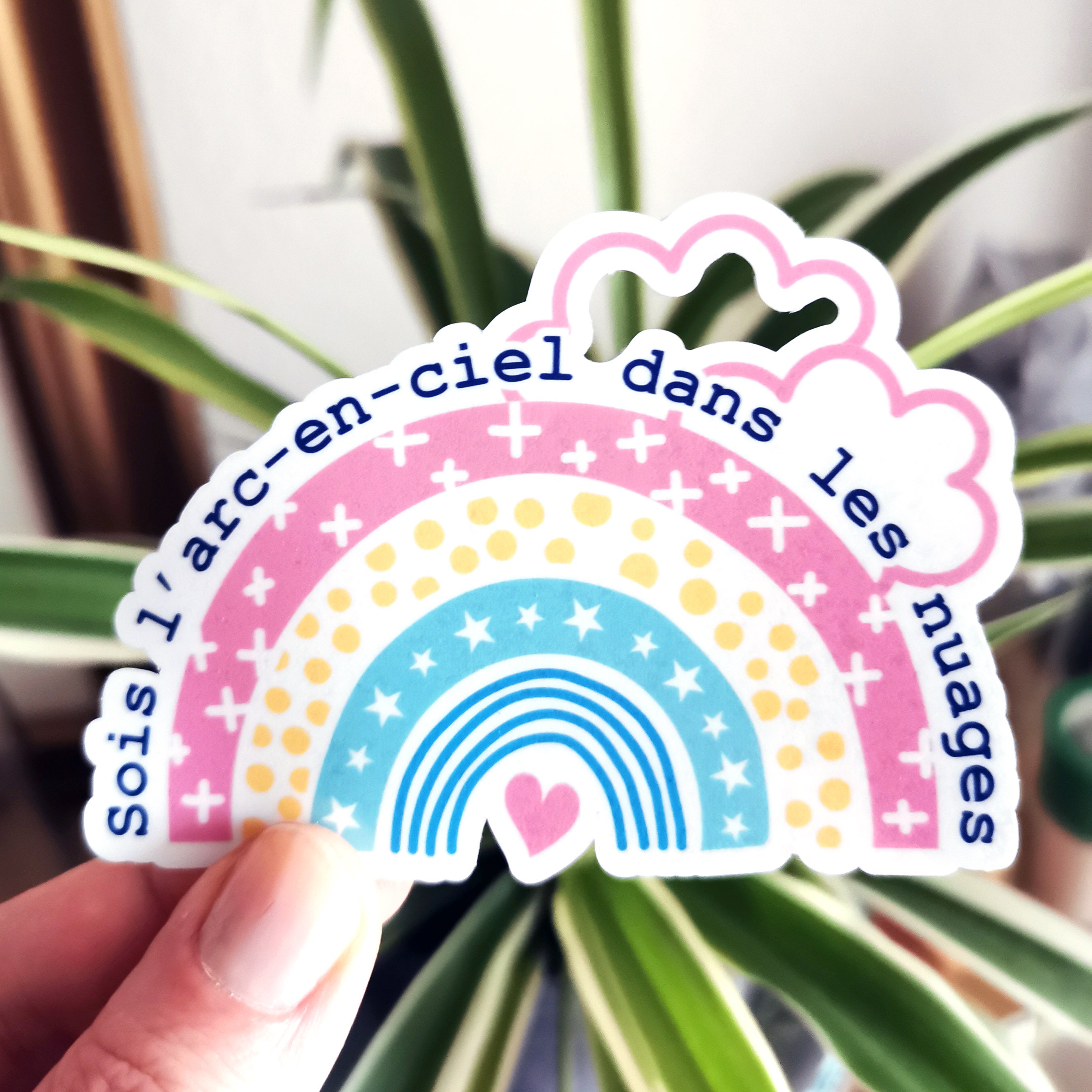 Rainbow Glossy Vinyl Sticker Rainbow Sticker Label Diecut Paper - Etsy