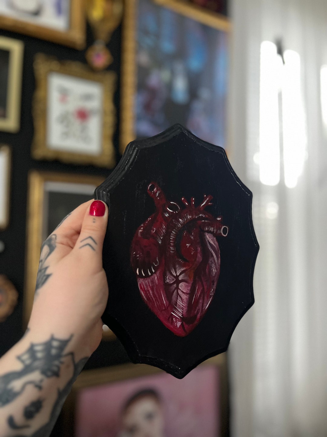 Anatomical Heart, Heart Painting, Gothic Decor, Goth Wall Art, Spooky ...