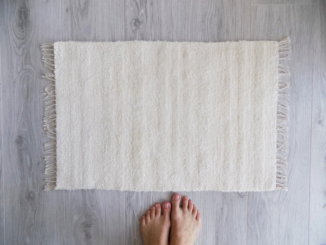 White Scandinavian Rug Soft Handwoven Rug Small White and - Etsy