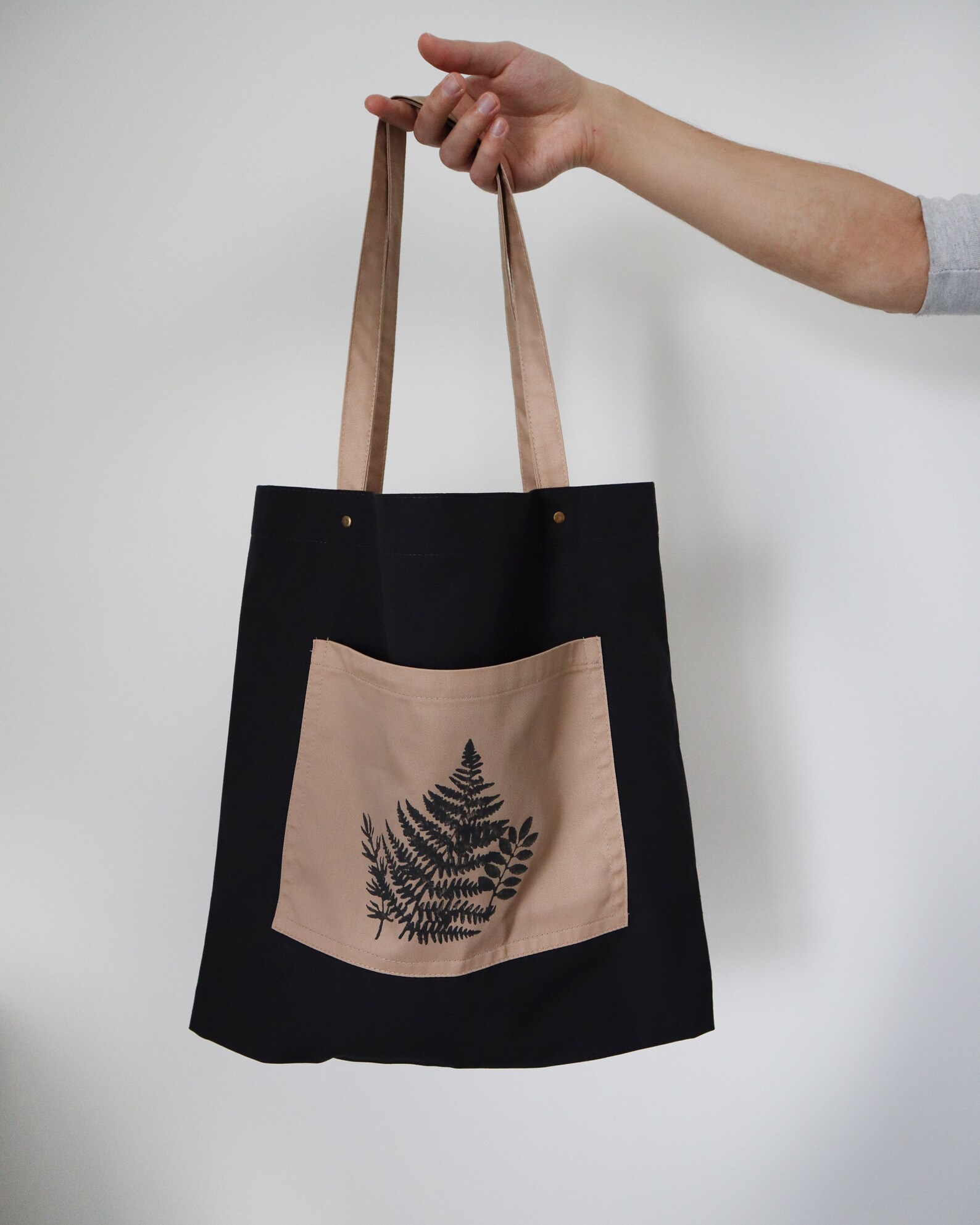 Eco Bag With Fern Print Green and Gray Market Bag | Etsy