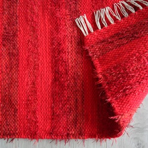 Red Striped Rug, Carpet With Tassels and Knots, Floor Rug, Bathroom ...