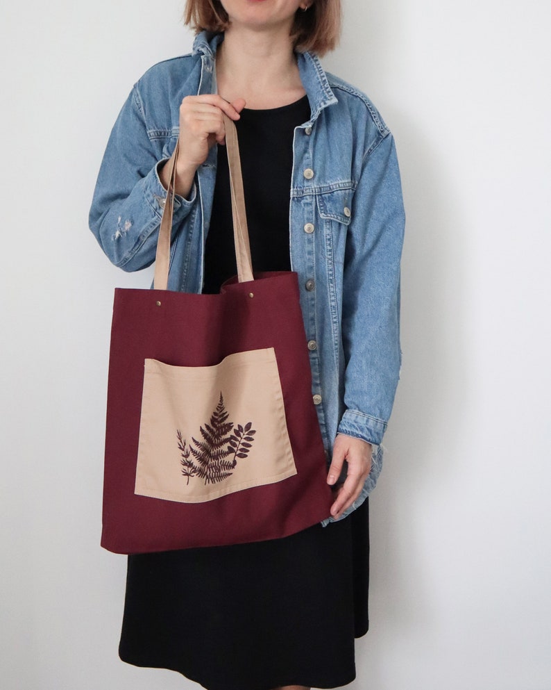 Eco Bag With Fern Print Green and Gray Market Bag - Etsy