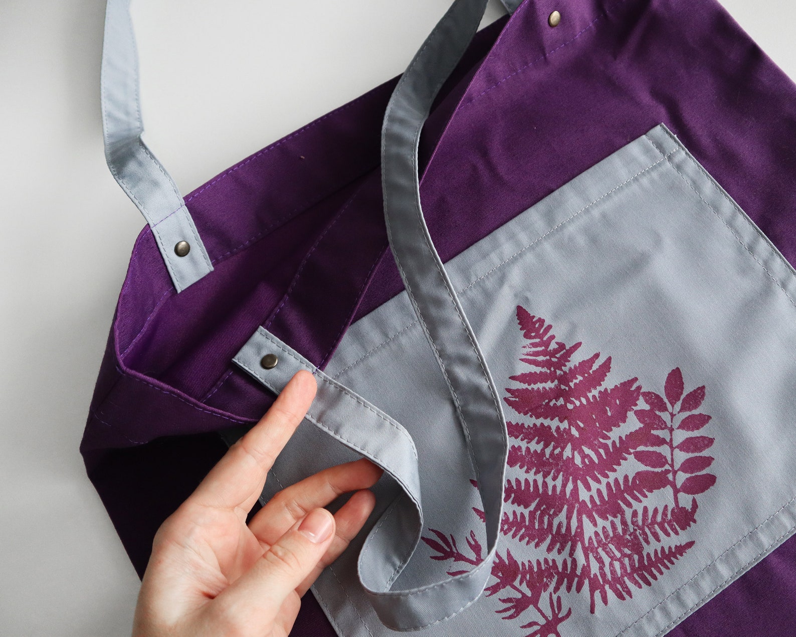 Eco Bag With Fern Print Green and Gray Market Bag | Etsy