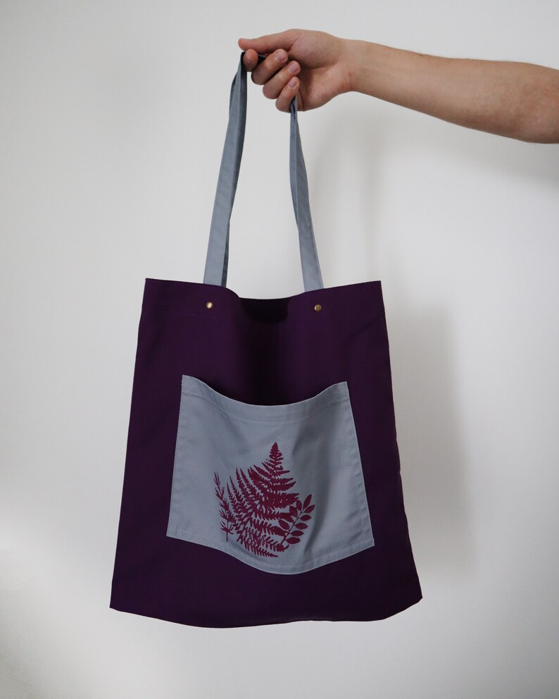 Eco Bag With Fern Print Green and Gray Market Bag | Etsy