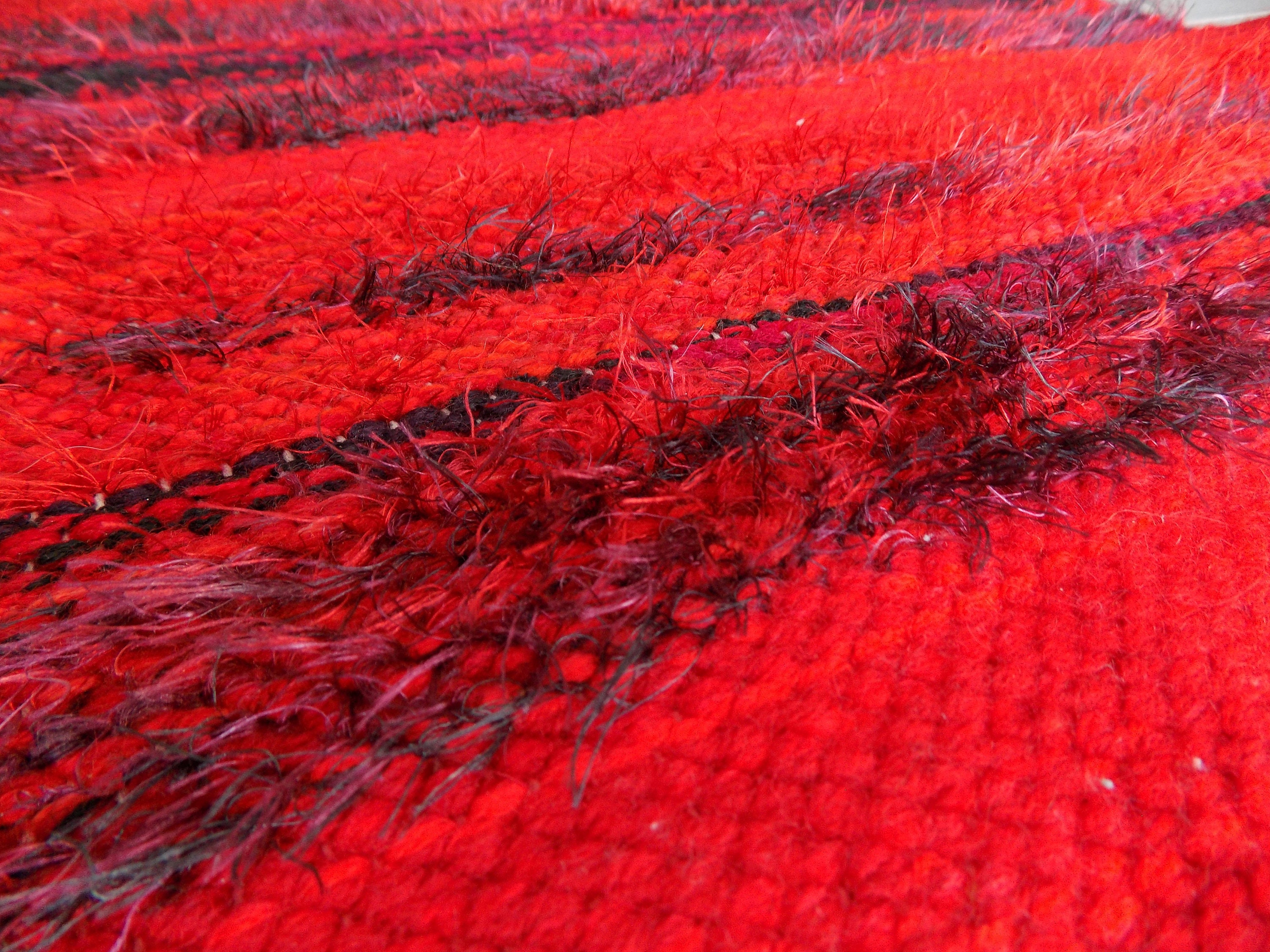 Red striped Rug Carpet with tassels and knots Floor Rug | Etsy