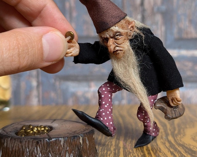 Small Authors Doll Gnome, OOAK Handmade Clay Doll, Realistic Pose Doll ...