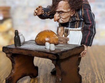 Small Authors Doll Gnome, OOAK Handmade Clay Doll, Realistic Pose Doll ...