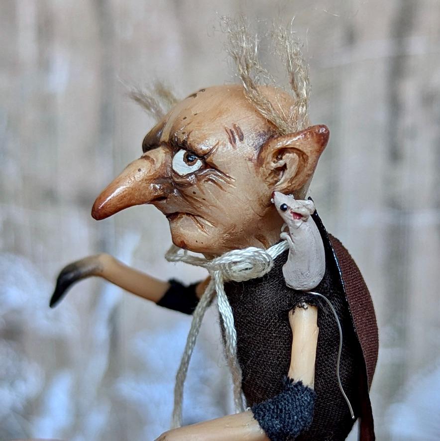 Small Art Doll Bug With Tiny Mice - OOAK Handmade Pose Figurine - Etsy