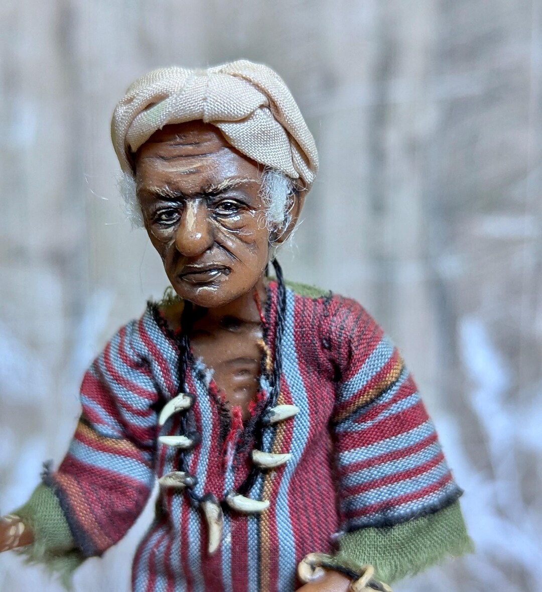 Small Art Doll Aborigine, Tribe Man Custom Doll, OOAK Handmade Polymer Doll, Detailed Pose Doll ...
