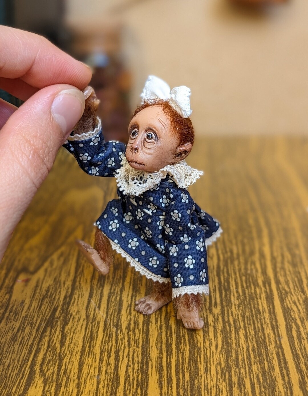 Small Doll Monkey, OOAK Handmade Clay Doll, Custom Pose Doll, Realistic ...