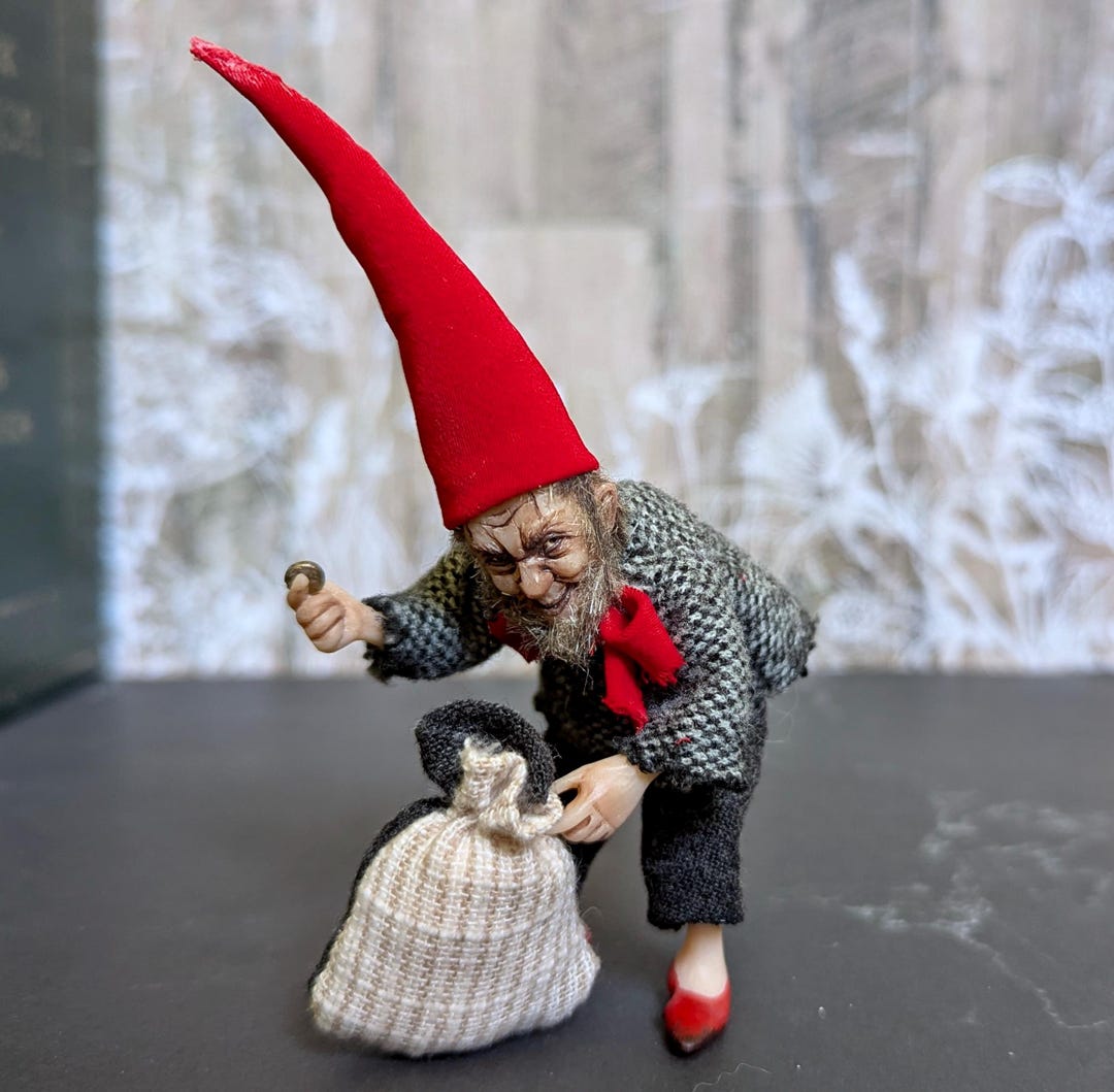 Small Art Doll Gnome, OOAK Handmade Polymer Doll, Detailed Poseable ...