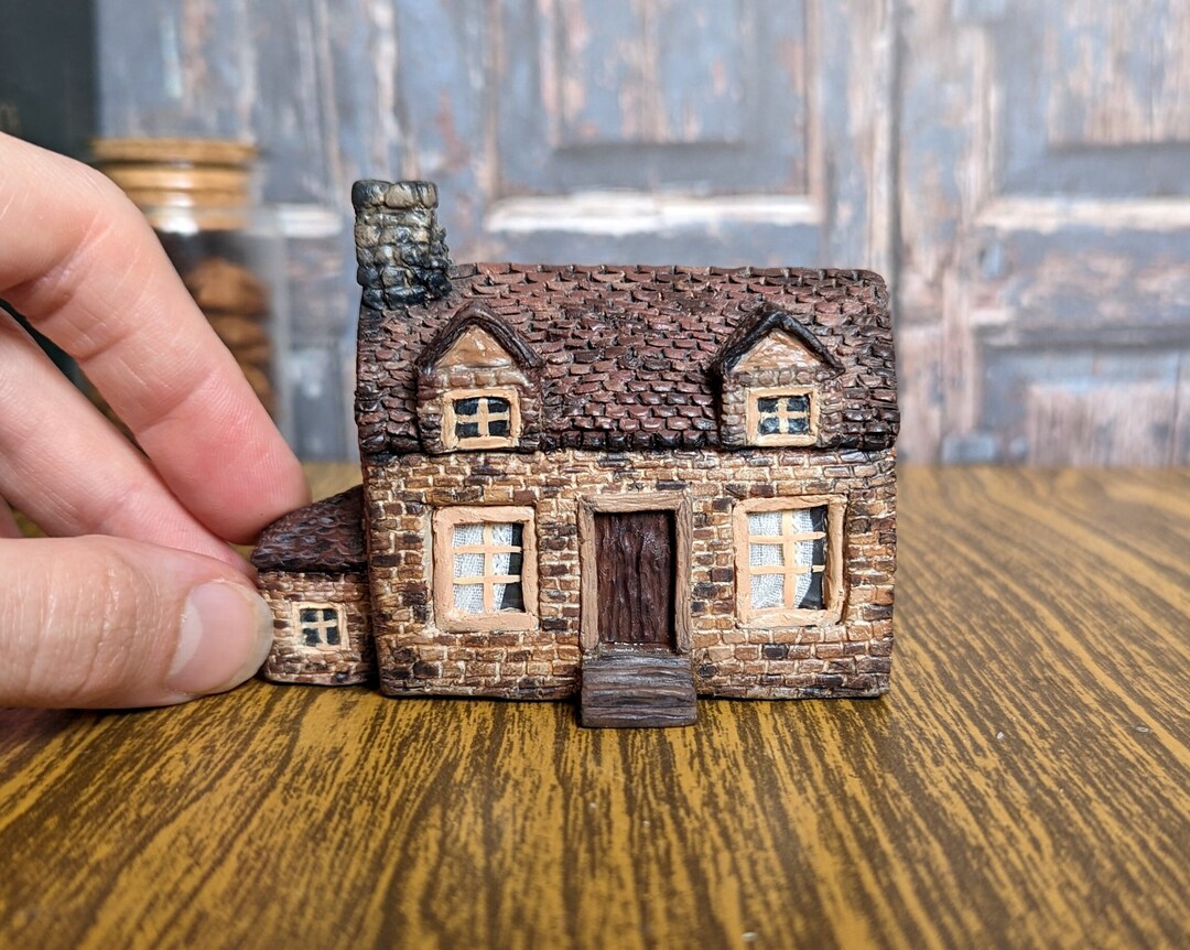 Miniature House, OOAK Handmade Sculpture, Tiny Polymer Clay Cottage ...