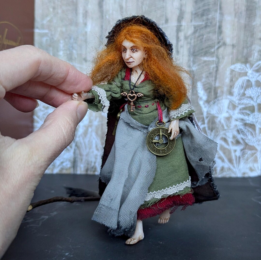 Small Art Doll Witch With Staff - OOAK Handcrafted Poseable Doll Forest ...